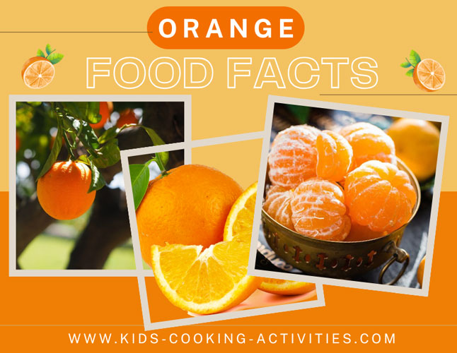 Orange facts, an information sheet for kids cooking activities.